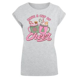 F4NT4STIC Extended Shoulder T-Shirt Have a Cup of Cheer Weihnachten in grau meliert | Gr.: 4XL
