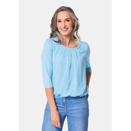 GOLDNER Blusenshirt Chiffon-Shirt mit 3/4-Arm, Rundhals in bleu | Gr.: 38