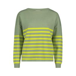 Cartoon Strickpullover mit U-Boot-Ausschnitt in Green/Yellow | Gr.: 44