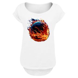 F4NT4STIC Long Cut T-Shirt Basketball On Fire Sport LONG in wei&szlig; | Gr.: XL