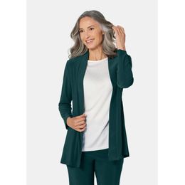 GOLDNER Jersey-Longjacke Leichte Shirtjacke lila mit Stretch in smaragd | Gr.: 38