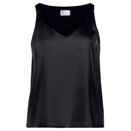 Vera Mont Satin-Bluse mit V-Ausschnitt in Schwarz | Gr.: 40