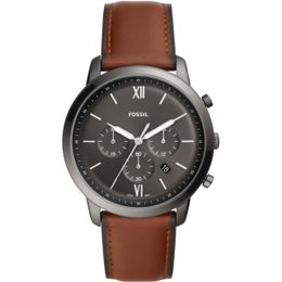 Chronograph Fossil "NEUTRA", braun (cognacfarben, anthrazit), Armbanduhren, Herren, Quarzuhr, Armbanduhr, Herrenuhr, Stoppfunktion, Datum, Lederarmband