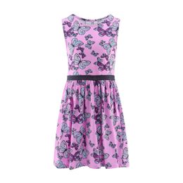 Midikleid happy girls, M&auml;dchen, Gr. 98, N-Gr, lila (orchid), Jersey, Obermaterial: 95% Baumwolle, 5% Elasthan, bedruckt, regular fit ca. Mitte Wade, Rundhals, Kleider Midikleid
