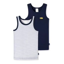 Schiesser Unterhemden 2er-Pack Basic Kids in Blau/Grau | Gr.: 92
