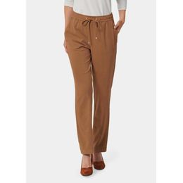GOLDNER Kurzgr&ouml;&szlig;e: Joggpants Freizeithose SARA, Veloursleder-Optik in camel | Gr.: 19