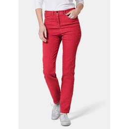 GOLDNER Kurzgr&ouml;&szlig;e: Damen Jeans Slim Fit LOUISA mit Stretch-Anteil in rot | Gr.: 22