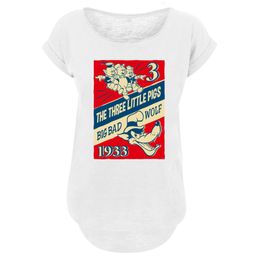 F4NT4STIC Long Cut T-Shirt Die Drei Kleinen Schweinchen in wei&szlig; | Gr.: XXL
