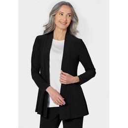 GOLDNER Kurzgr&ouml;&szlig;e: Jersey-Longjacke Leichte Shirtjacke lila mit Stretch in schwarz | Gr.: 23