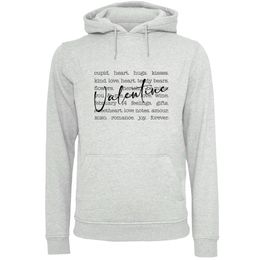 F4NT4STIC Hoodie Valentine Herz Hugs Kisses Love Flowers Joy in grau meliert | Gr.: S