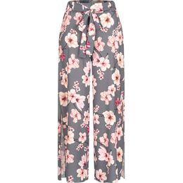 Cloud5ive High-Waist Sommerhose mit Blumen Print in grey | Gr.: XS