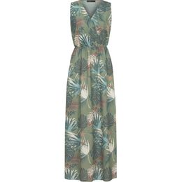 Cloud5ive Maxi Kleid in Wickeloptik mit Tropical All Over Print in military green | Gr.: XS