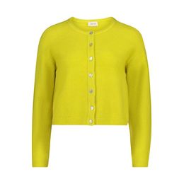 Cartoon Strick-Cardigan mit Rundhalsausschnitt in Neon Yellow | Gr.: 40