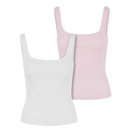 Urban Classics Tank-Tops in white+blushedrose | Gr.: L