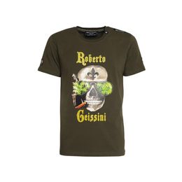 Roberto Geissini Plant Skull T-Shirt Khaki Unisex | Gr.: L