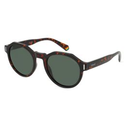 Polaroid PLD 6207/S | Unisex-Sonnenbrille | Fassung: Vollrand, Geometrisch, Kunststoff, Havanna | Glasfarbe: Gr&uuml;n