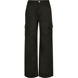 Urban Classics Damen Ladies High Waist Straight Cargo Pants in black | Gr.: 30