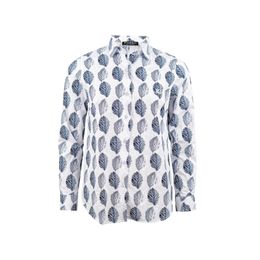 Roberto Geissini Leinen Bluse Spring-weiss-blau | Gr.: L