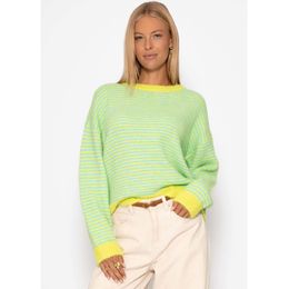 SASSYCLASSY Gestreifter Pullover in Gr&uuml;n | Gr.: L