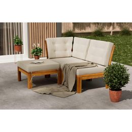 Ambia Garden Loungegarnitur, Akazie, Beige, Holz, Textil, Akazie, vollmassiv, F&uuml;llung: Komfortschaum,Komfortschaum, seitenverkehrt montierbar, S&auml;ule, Loungem&ouml;bel, Gartenlounge-Sets
