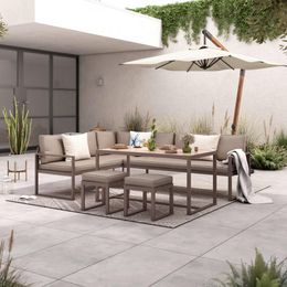 Ambia Garden Dining-Loungeset, Braun, Metall, Kunststoff, einzeln stellbar, 240.5x176 cm, Loungem&ouml;bel, Gartenlounge-Sets