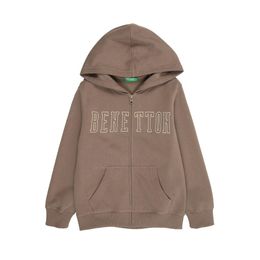 United Colors Of Benetton Sweatjacke Jungen Gr&ouml;&szlig;e 150 hellbraun / naturwei&szlig;