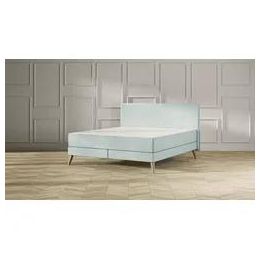 EMMA Elite Boxspringbett V2 &ndash; Mint - 180x200 cm - Kopfteil Kissen - Holzf&uuml;&szlig;e
