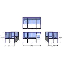 Mehrzweckhaus, F&uuml;llungen in Rundeckenoptik, f&uuml;r Innenbereich, LxB 4340 x 2220 mm kaiserkraft