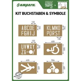 Ampere Schablonenset, Buchstaben und Symbole, 6 diverse Schablonen, Karton