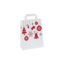 ratioform Papiertragetasche Weihnachten, wei&szlig;/rot gemustert, VE 25 Stk, LxBxH 220 x 105 x 280 mm, ab 20 VE