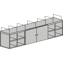 Schrankmodul, mit 2 Türen und 6 Bügeln, grau kaiserkraft