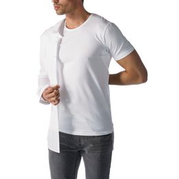 Unterziehshirt Mey "Dry Cotton Functional", Herren, Gr. 4 (S), N-Gr, wei&szlig;, Single Jersey, Obermaterial: 57% Baumwolle, 38% Polyester, 5% Elasthan. Einsatz: 87% Polyester, 8% Elasthan, 5% Polyamid, unifarben, k&ouml;rpernah, Rundhals, Unterhemden, Kurzarm, Rundhals-Ausschnitt, Single Jersey, mit extra-langem R&uuml;cken
