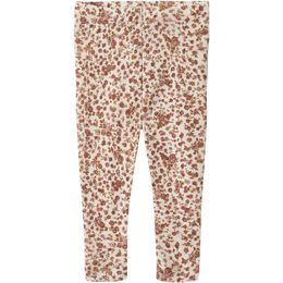 Leggings Wheat "Wool Leggings Agi", M&auml;dchen, Gr. 92, N-Gr, rosa (rose flowers), Strick, Obermaterial: 100% Wolle, bedruckt, gebl&uuml;mt, figurbetont normal, Hosen Leggings