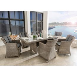 Garten-Essgruppe Destiny "LUNA", grau (grau, vintage grau, grau, grau), B:60cm H:87cm T:71cm, Aluminium, Polyrattan, Sitzm&ouml;bel-Sets, Garten-Essgruppe, Aluminium, Polyrattan