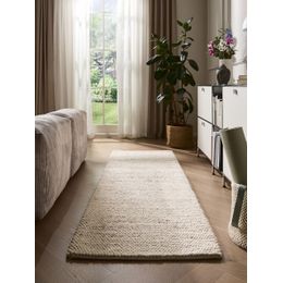 benuta Pure Wollteppich L&auml;ufer f&uuml;r Flur Beads Beige 70x200 cm - Naturfaserteppich aus Wolle