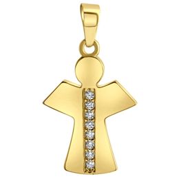 Engelanhänger Firetti "Schmuck Geschenk Gold 375 Halsschmuck Anhänger Halskette Engel", gold (gelbgoldfarben, kristallweiß, kristallweiß), Schmuckanhänger, Damen, Gelbgold 375, 0,5 g, mit Zirkonia (synth.)