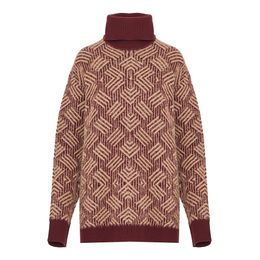 Funky Buddha Pullover Damen Gr&ouml;&szlig;e S beige / dunkelrot