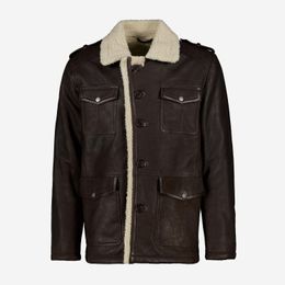 Costume National Braune Jacke aus Leder mit Sherpa-Futter