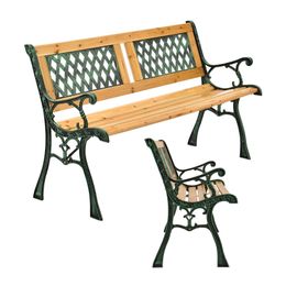 Juskys Gartenbank Sanremo &ndash; 2-Sitzer Sitzbank mit Armlehnen & R&uuml;ckenlehne &ndash; 122x54x73 cm