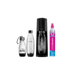 SodaStream TERRA Wassersprudler schwarz, Vorteilspack inkl. 2x PET-Flasche 1L, 1x PET-Flasche 0,5L, 1x Quick-Connect Zylinder