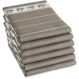 Geschirrtuch DDDDD "DDDDD Schwarz/Bon Geschirrtuch Taupe (6er-Pack)", taupe, B:50cm H:3cm L:55cm, 100% Baumwolle, Geschirrtücher, Geschirrtuch, schnell trocknend, 100% Baumwolle, mit Kühen