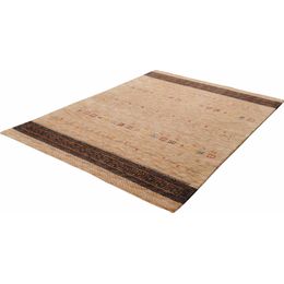 Wollteppich Theko "Lori Star Gold" Gr. 7, braun (hellbraun), B:250cm H:12mm L:300cm, Wolle, Teppiche, reine Wolle, handgewebt, ideal im Wohnzimmer & Schlafzimmer
