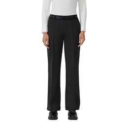 Stoffhose s.Oliver BLACK LABEL, Damen, Gr. 46, N-Gr, schwarz, Web, Obermaterial: 92% Polyester, 8% Elasthan. Futter: 100% Polyester, unifarben, weit kn&ouml;chellang, Hosen Stoffhose, mit elastischem Bund