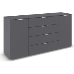 Kombikommode Rauch "Sideboard Türkommode Schubladenkommode Kommode ASTANA", graumetallic, B:160cm H:81cm T:42cm, Holzwerkstoff, Sideboards, 2-türig, 4 geräumige Schubladen, Kantengriff Alufarben MADE IN GERMANY