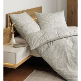 Bettw&auml;sche Janine "Soft-Cotton71000 0", beige (natur grau), B/L: 155cm x 200cm, 1 Stk., 1 Stk., Linon, B/L: 80cm x 80cm, Linon, Obermaterial: 100% Baumwolle, Bettw&auml;sche, Bettw&auml;sche, mit Reissverschluss