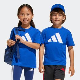 T-Shirt adidas Sportswear "LK BL TEE 160", Mädchen, Gr. 110, blau (royal blau, weiß), Obermaterial: 100% Baumwolle, normal, Rundhals, Shirts