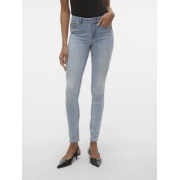 V&eacute;ro Moda Skinny-fit-Jeans VERO MODA "VMFLASH MR SKINNY JEANS LI3102 GA NOOS", Damen, Gr. XL (42), L&auml;nge 34, blau (light blau denim), Denim/Jeans, Obermaterial: 89% Baumwolle, 9% Elastomultiester, 2% Elasthan, unifarben, skinny fit lang, Jeans