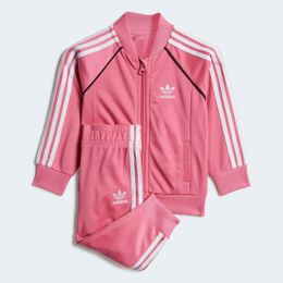 Trainingsanzug adidas originals "SST TRACKSUIT", Mädchen, Gr. 62, weiß (pink fusion, pink fusion, weiß), Obermaterial: 100% Polyester, Sportanzüge