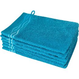 Waschhandschuh Dyckhoff, B:16cm L:21cm, blau, Frottier, Baumwolle, Handt&uuml;cher, "Wave", mit Jacquard-Bord&uuml;re