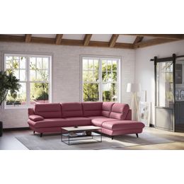 Ecksofa COTTA, B:266cm T:217cmrot, GEDECKTES RINDSLEDER, Wohnzimmer, Sofas, "Pike L - Form"